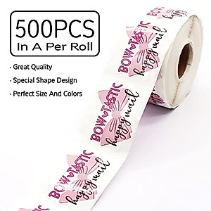 Bow Tastic Happy Mail Stickers,Thank You Stickers,Handmade Stickers,Small Shop Stickers,Envelopes Stickers for Small Business, Online Retailers,Handmade Goods,500 Labels Per Roll