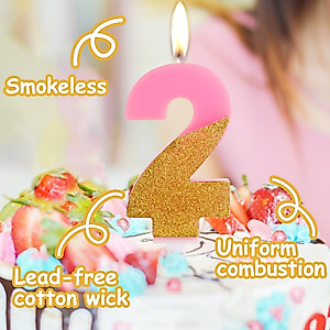 Hongplus Pink Glitter 1st Birthday Candles, Number 1 Candle, Cakes Candle, Candles for Cake, Happy 1st Birthday Cake Topper Decorations for Girls First Birthday Anniversary Wedding Party