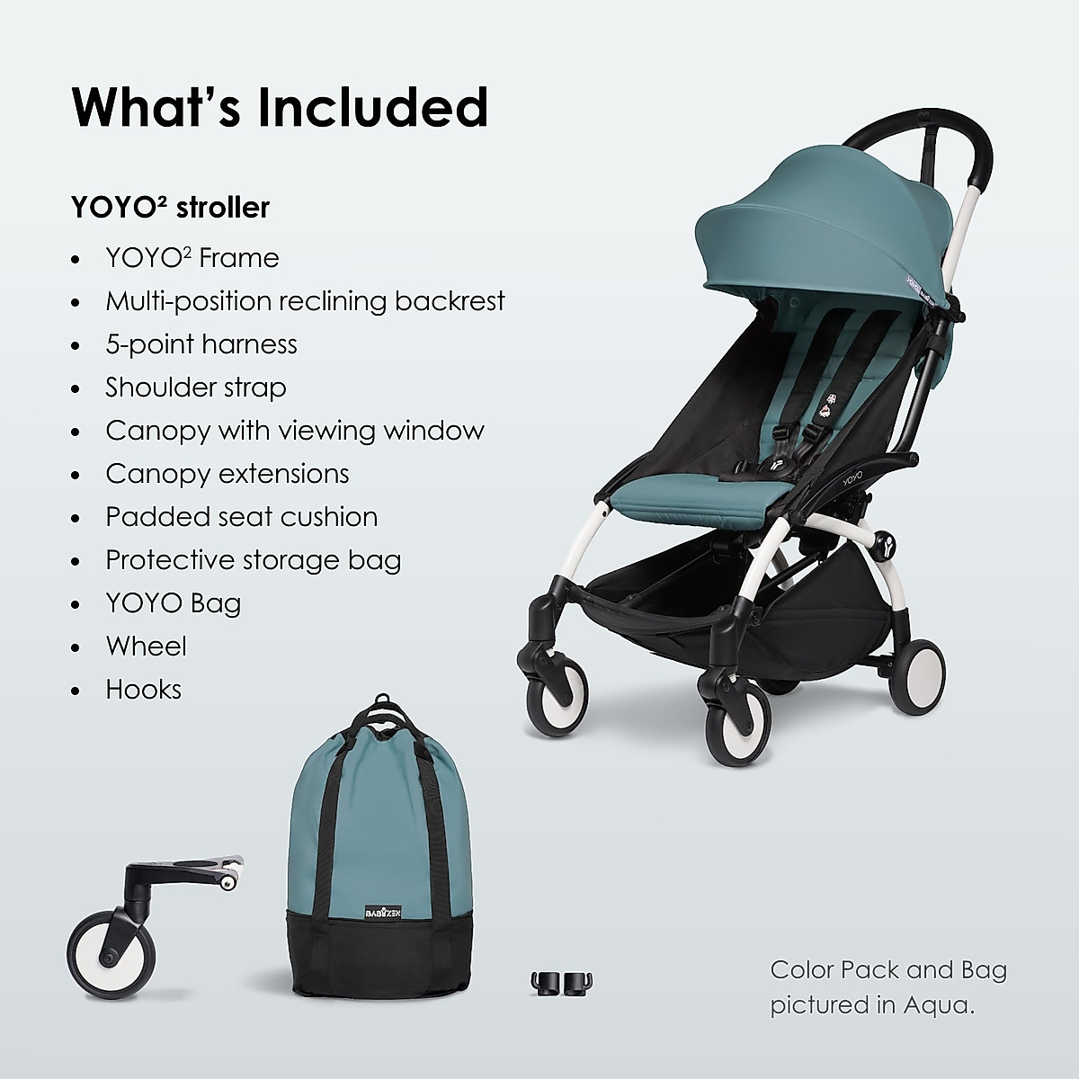 BABYZEN YOYO2 Stroller + YOYO Bag - Includes White Frame, Ginger Seat Cushion, Ginger Canopy, Ginger YOYO Bag, Wheel Base & Hooks - Suitable for Children Up to 48.5 Lbs