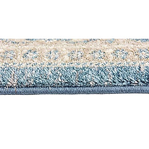 Unique Loom Salzburg Collection Classic Traditional Medallion Design Oriental Inspired with Intricate Border Area Rug, 4 ft, Navy Blue/Light Brown