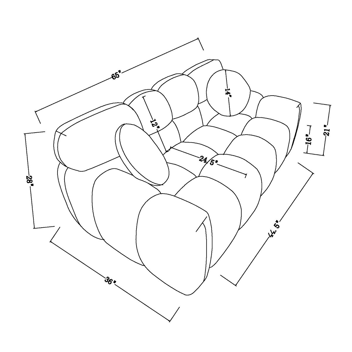 Modern Cloud Couch, 65" Comfy Upholstered Loveseat Sofa with Boucle Fabric, Stylish Marshmallow Sofa with 2 Round Pillows, 2 Seater Sofa for Living Room, Apartment, Office, Olive Green