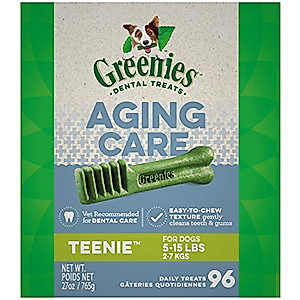 Greenies Aging Care TEENIE Natural Dental Care Dog Treats, 27 oz. Pack (96 Treats)