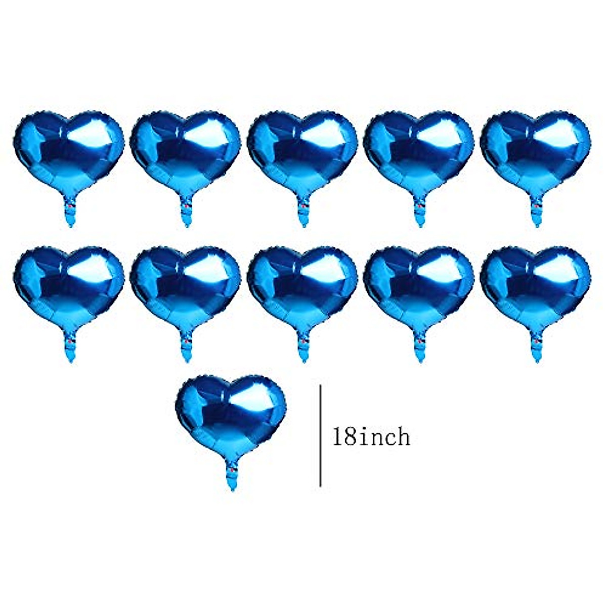 10 Pcs Blue Heart-Shaped Balloon 18 Inch Foil Balloon Mylar Balloon Happy Birthday Balloons Banner