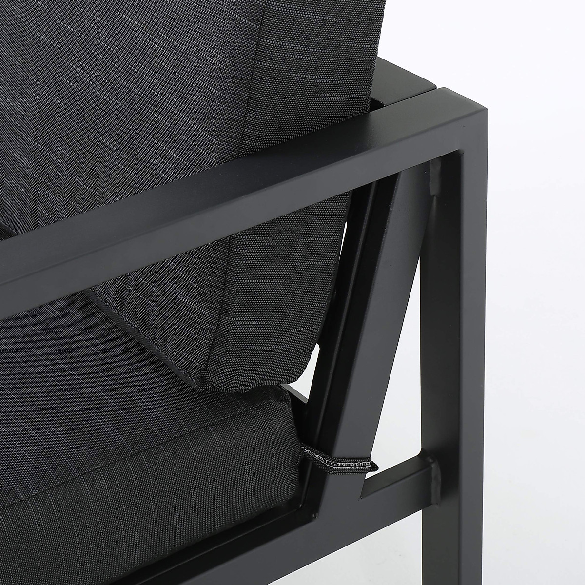 GDFStudio Patio Furniture ~ 4 Piece Outdoor Aluminum Chat Set (Dark Grey)