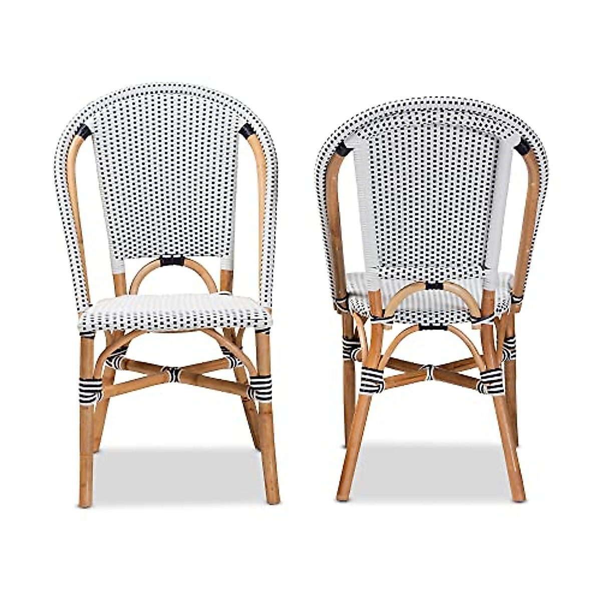 Baxton Studio Genica Dining Chairs, Indoor and Outdoor, Black/White/Brown