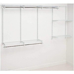 Rubbermaid Configurations Deluxe Closet Kit, Titanium, 4-8 Ft., Wire Shelving Kit with Expandable Shelving and Telescoping Rods, Custom Closet Organization System, Easy Installation