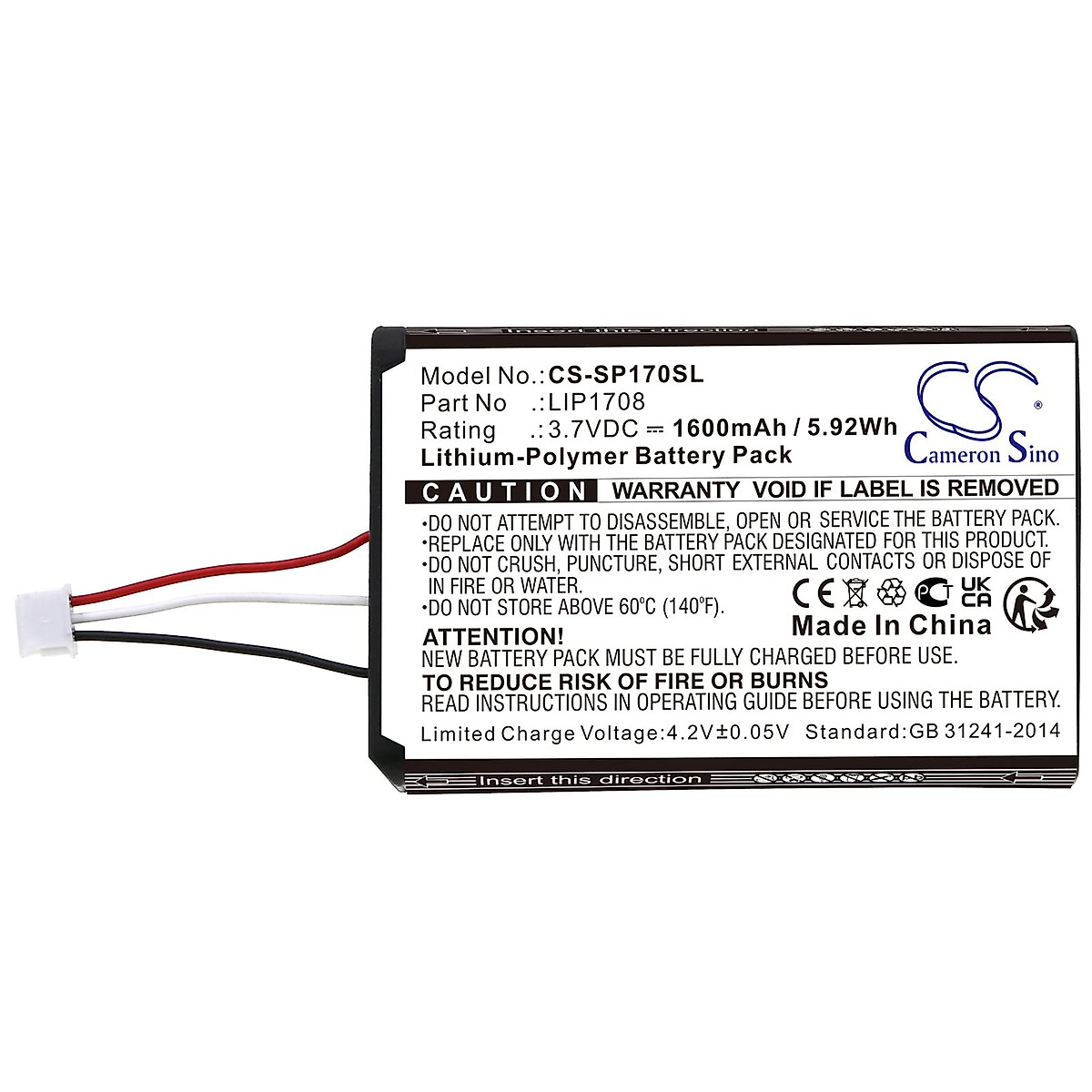 ELMEKO Replacement for Battery Compatible Sony LIP1708, CFI-1015A, CFI-ZCT1W, PS5 DualSense (1600mAh/3.7V)