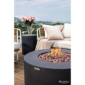 Modeno Venice Outdoor Table 34 Inches Natural Gas Fire Pit Patio Heater Concrete Firepits Outside Electronic Ignition Backyard Fireplace Cover Lava Rock Included