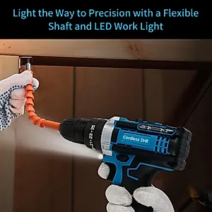 Aseboy Power Drill Cordless, 3/8 Electric Drill with Battery and Charger, 21V Drill Set for Specialized Field and Homework, Battery Drill with LED Light, Variable Speed Mode