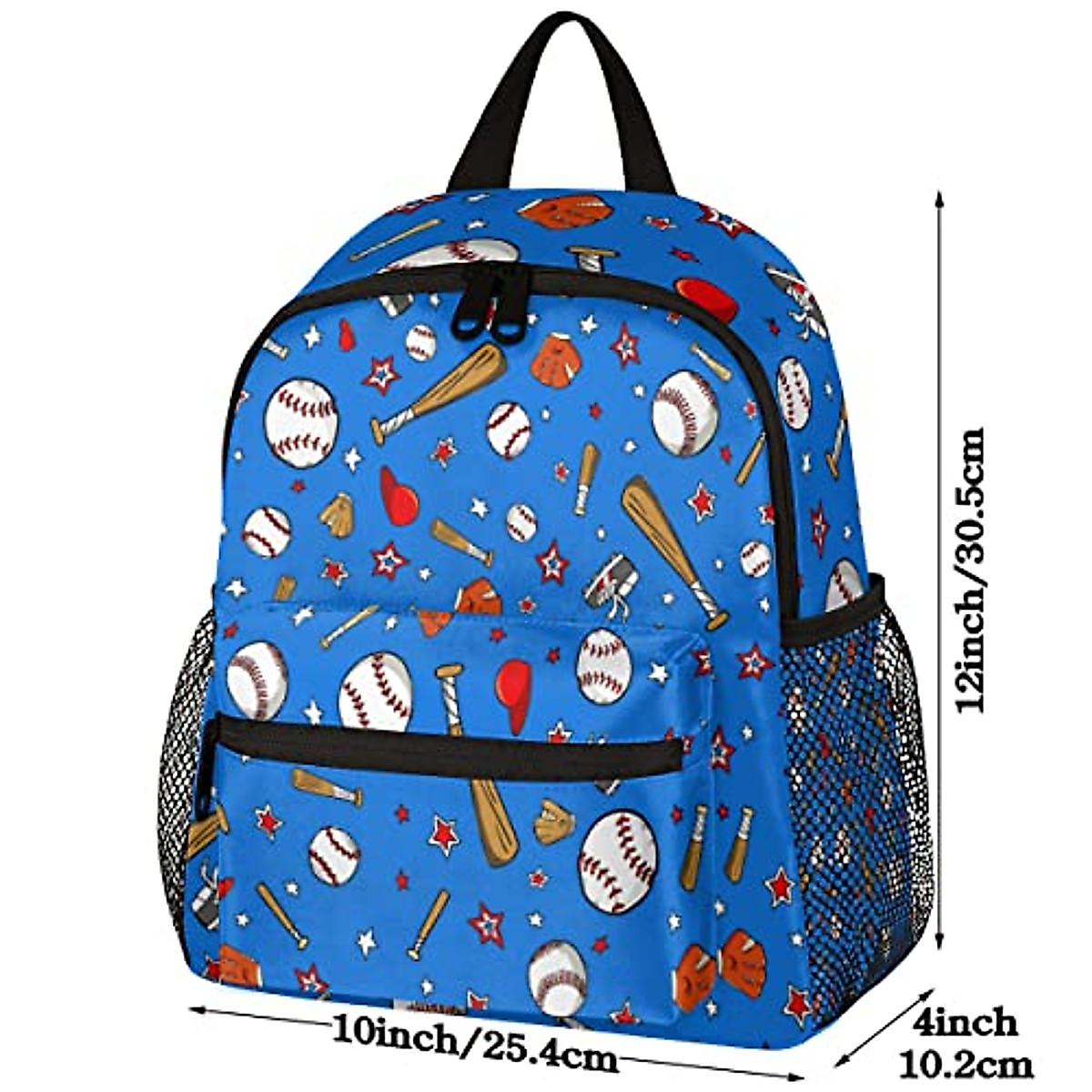 Sports Baseball Bat Kids Backpack for Boys Star Toddler Mini Backpack for Elementary Nursery Kindergarten Preschool Back to School Bookbags Casual Daypack Bag with Chest Strap for School Picnic Travel