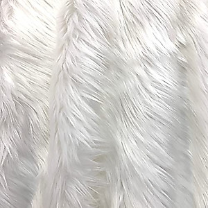 Sasha White 2 Inch Long Pile Soft Luxury Faux Fur Fabric Fursuit, Cosplay Costume, Photo Prop, Trim, Throw Pillow, Crafts