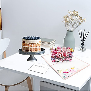 Pop Up Birthday Card Happy 50th Birthday Cards Pink Birthday Gift Card 3D Popup 50th Birthday Greeting Card Flower Card with Note Card and Envelope 50th Birthday Gifts for Women Men Wife Mother Father