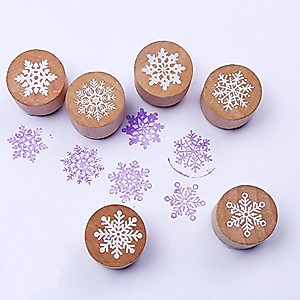 DECORA 6 Pieces Snowflake Floral Wooden Rubber Stamps for Card Making Scrapbooking and Crafts
