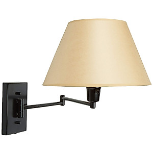 Kenroy Home 30110BLKP Simplicity Wall Swing Arm Lamp with Matte Black Finish, Modern Style, 14" Height, 15.5" Width, 25" Depth
