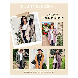 Dokotoo Long Cardigans for Ladies Open Front Lightweight Side Split Fall Knit Cute Womens Sweaters Fall 2023 with Pockets Trendy Clothing,Khaki Large