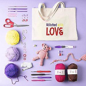 73 Piece Crochet Kit with Crochet Hooks Yarn Set - Premium Bundle Includes Yarn Balls, Needles, Accessories Kit, Canvas Tote Bag and Lot More - Starter Pack for Kids Adults – Beginner, Professionals.