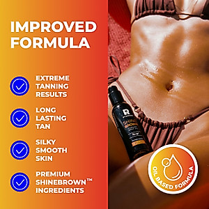 BYROKKO Shine Brown Premium Tanning Accelerator Oil (150 ml), XXL Tanning Oil for Outdoor Sun or Sunbed, Suntan Oil with Luscious and Fresh Orange Scent, Achieve a Natural Tan with Natural Ingredients