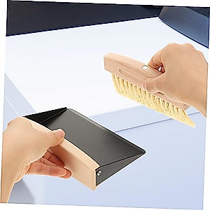 GAROZATION 1 Set Small Broom Dustpan Mini Hand Whisk Broom Portable Mini Broom Handheld Dustpan Mini Containers Desktop Drawer Table Cleaning Broom Cleaning Dust Pan Broom Outdoor Black Beech