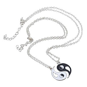MileHouse Fine Necklace for Girls,2Pcs/Set Best Friends Tai Chi Yin Yang Hollow Pendant Split Matching Necklace