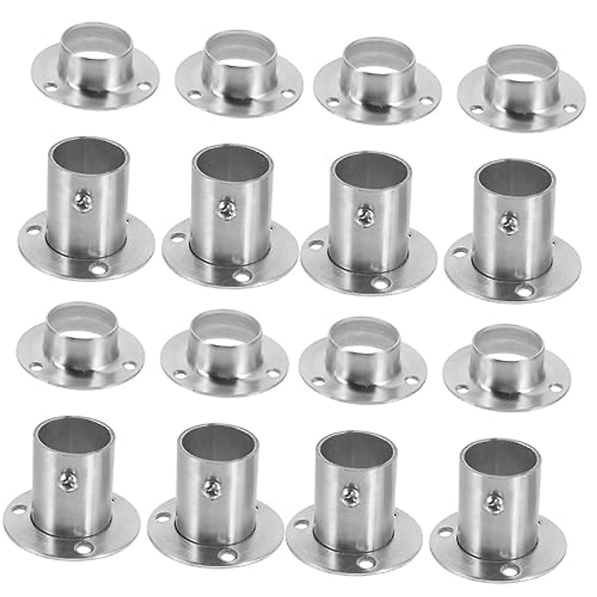 Cabilock 16 Pcs Shower Curtain Rod Base Wall Mounted Rail Holder Closet Rod Socket Wood Pole Sockets Boom Stand Shower Bar for Curtain Round Stand Stainless Steel Pole Socket Home Supply