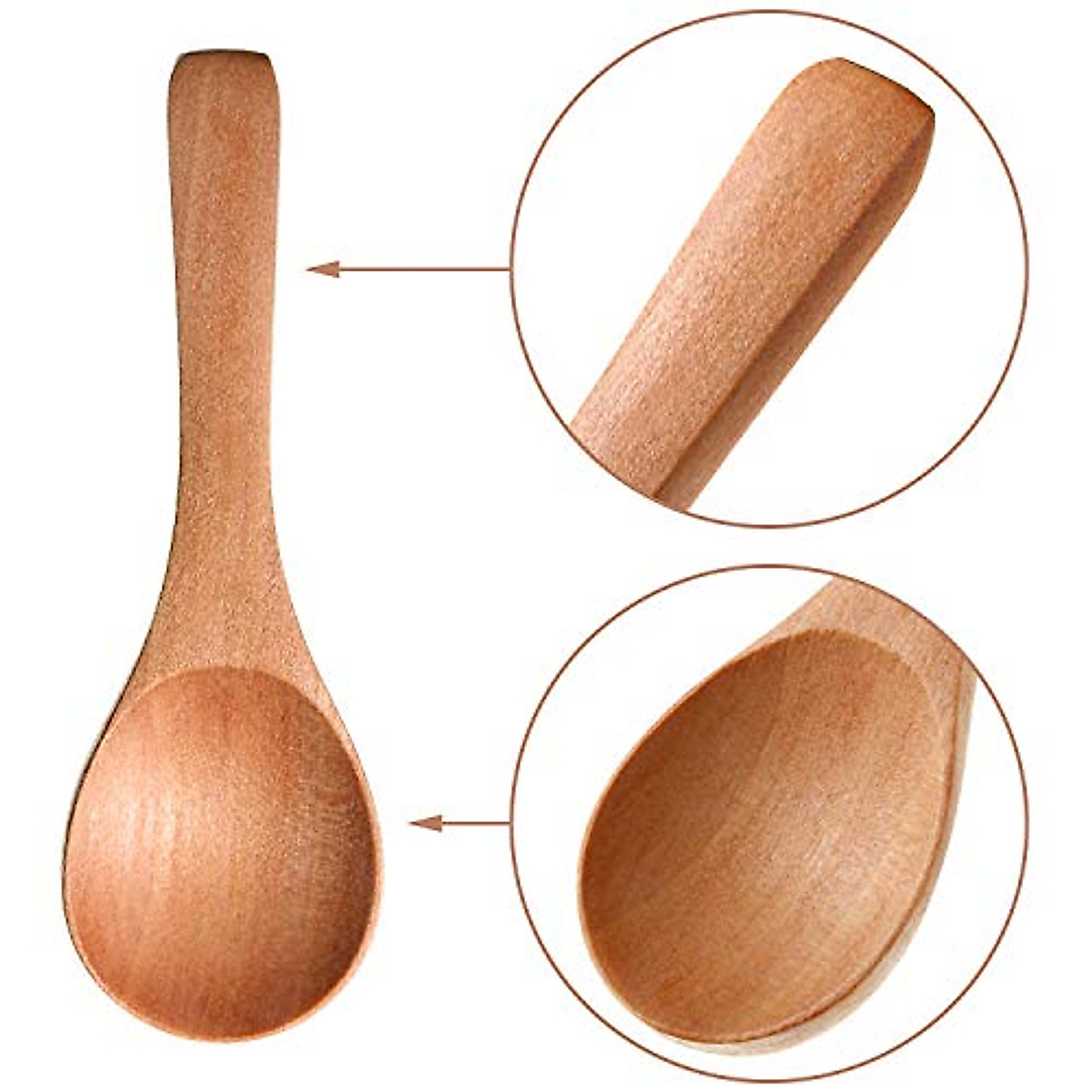 30 Pieces Small Wooden Spoons Mini Nature Wooden Spoons for Jars Mini Tasting Spoons Condiments Salt Spoons for Kitchen Cooking Seasoning Oil Coffee Tea Sugar (Light Brown)
