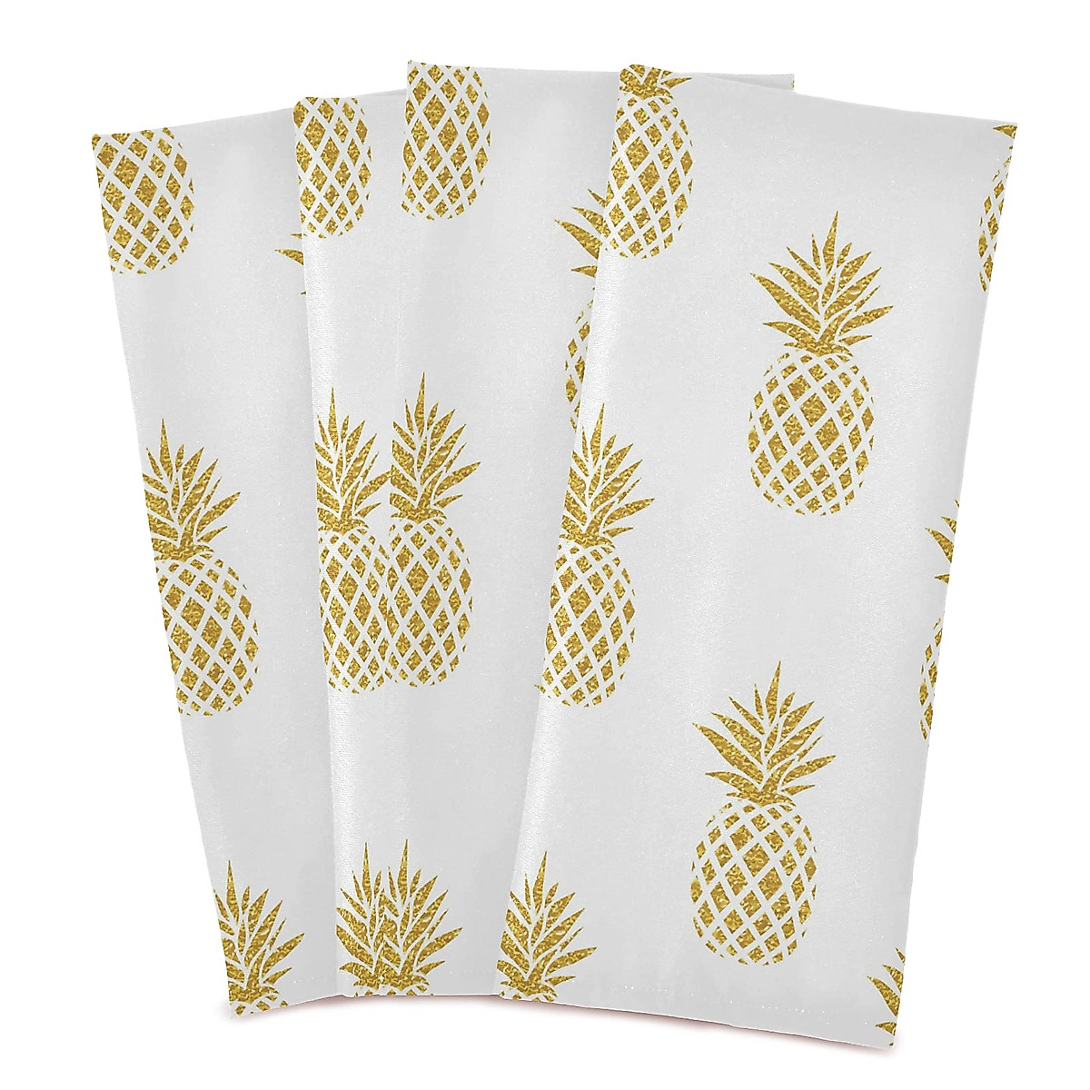 ALAZA Gold Pineapple on White Kitchen Towels Dish Bar Tea Towel Dishcloths 1 Pack Super Absorbent Soft 18 x 28 inches