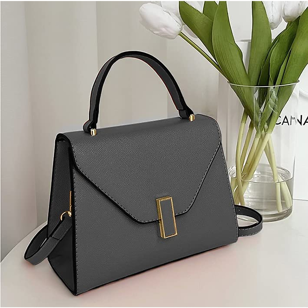 Women's shoulder bag Fashion messenger bag Large capacity leather bag Mobile phone bag Commuter bag (Black)