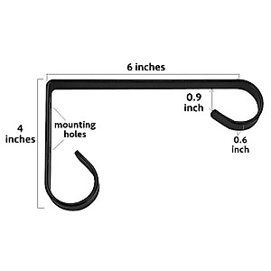 Harrier Hardware Metal Plant Hangers Outdoor - Wall Mounted Hanging Plant Bracket, 6 Inches, Set of 2, Ideal for Small Plants, Bird Feeders, Wind Chimes (Black)