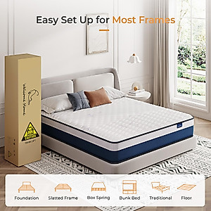 Vesgantti Full Mattress, 12 Inch Innerspring Hybrid Full Size Mattress with Memory Foam and Individual Pocket Springs, Mattress in a Box, Medium Firm Feel