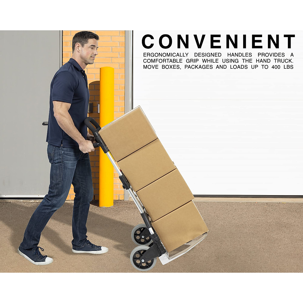 Vergo Industrial 400 lb Capacity Heavy Duty Folding Hand Truck Dolly Cart with Telescoping Handle, Aluminum Foldable Cart with Wheels (S300L)