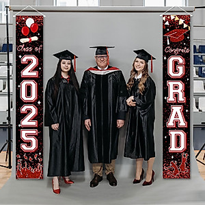 Class of 2023 Banner Maroon Graduation Party Decorations Congrats Grad Banner Hanging Door Porch Signs for 2023 University and Senior High School Graduation Decorations