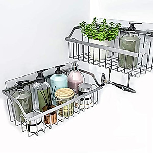 Hetjosee 4 Pcs Corner Shower Caddy Adhesive Replacement Hook, Adhesive Stickers for Shower Caddy Shelves Rack Basket Holder, Bathroom Organizer Hanging Hook