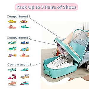 Travel Accessories Shoe Bags for Storage Travel Pouches, Travel Essentials Luggage Packing Cubes with Handle, Shoe Organizer for Suitcase with Luggage Handle Strap (Pink Striped)