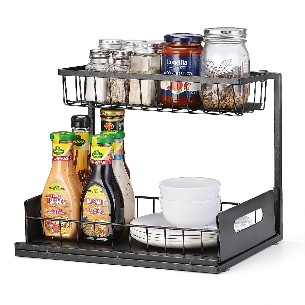 XCELLENT GLOBAL XG Under Sink Organizers and Storage,2-Tier Kitchen Sink Organiser with Sliding Storage Drawer,Pull-Out Cabinet Organizer Sliding Baskets for Cabinet, Cupboard,Bathroom Black