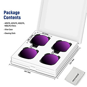 NEEWER ND/CPL Filter Set Compatible with GoPro Hero 11 10 Black Hero 9, 4 Packs (ND8/PL, ND16/PL, ND32/PL, ND64/PL) Multi Coated HD Glass, Action Camera Accessories Neutral Density/Polarizing Filters