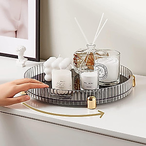 Makeup Perfume Organizer, 360° Rotating Perfume Tray, Vanity Tray, Cosmetic Skincare Tray, Countertop Organizer Tray for Bathroom, Clear