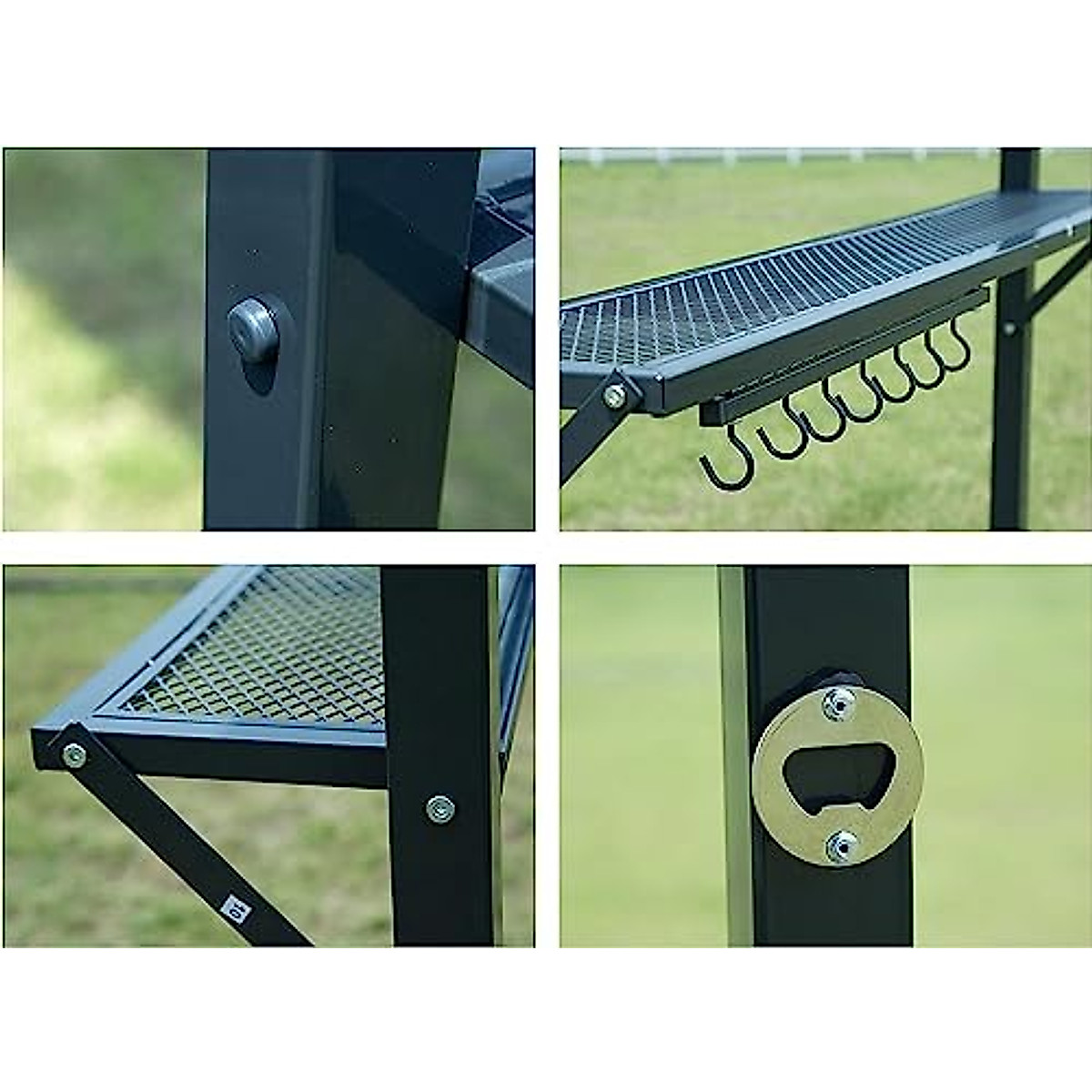 Grill Gazebo 5×8 Grill BBQ Canopy Tent Shelter with 2 Tier Hardtop Outdoor Patio Backyard Deck (L96 x W60 x H101, Red)