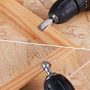 Hoteche Rotary Burr Set 5-Piece 1/4" Shank Carving Engraving Drill Bits Universal Fitment Rotary Tool Rasp Bits for Wood and Plastic Fit with Dremel, Dewalt