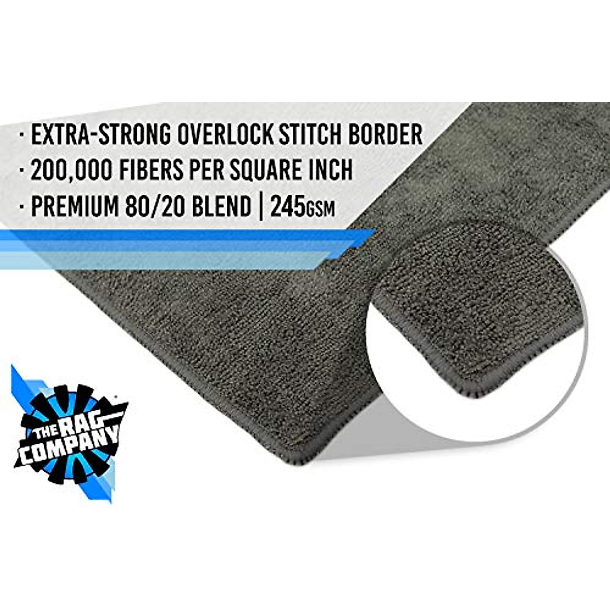 The Rag Company - All-Purpose Microfiber Terry Cleaning Towels - Commercial Grade, Highly Absorbent, Lint-Free, Streak-Free, Kitchens, Bathrooms, Offices, 300gsm, 10in x 10in, Grey (20-Pack)