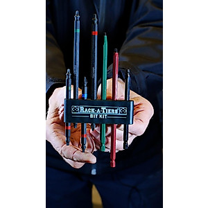 Rack-A-Tiers Rough-In Bit Kit - 7 pcs Driver Bit Set, Electrical Bits, Double Ended Impact Bits, Electrician Drill Bit Kit, Electrical Rough-In Impact Bits (Rough-In Kit) (72711)