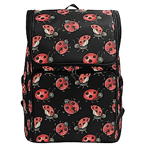 Naanle Cartoon Ladybugs Floral Large College School Books Backpack Waterproof Computer Bag Travel Daypack for Man Woman