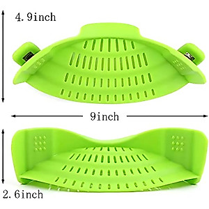 Snap n Strain Clip on Strainer - Silicone Pot and Pan Strainer, Clip on Colander, Pasta Strainer - Strainer for draining Vegetables, Fruits, Meat, Ground Beef - Heat Resistant, Easy to Use.