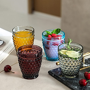 EVEREST GLOBAL Hobnail Old Fashion Iced Beverage Tumblers 10 oz. set of 6 Drinking Glasses for Water Wine Soda Whiskey Juice Milk Beer Iced-tea for Dinner Parties Bars Restaurants