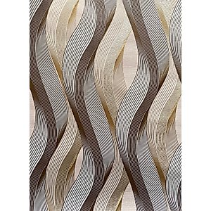 3D Wave Stripe Wallpaper Beige Embossed Vinly Non-Pasted Waterproof Wall Covering 374.00”x 20.8” [ Not Peel and Stick ]