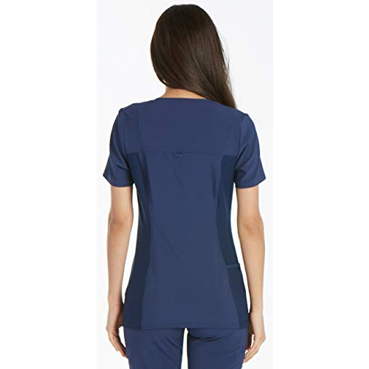 Iflex Scrubs for Women V-Neck Top with Stretchy Knit Side Panels CK605, M, Navy