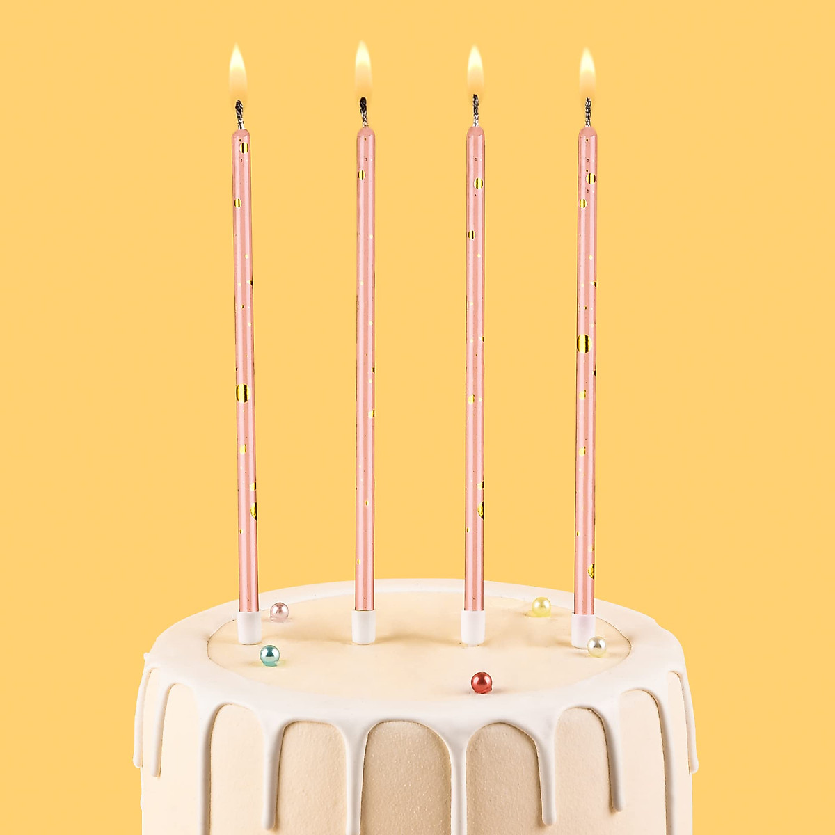 CAKE CODE Pink Gold Long Thin Birthday Candles, Cake Candles, Birthday Parties, Wedding Decorations, Party Candles