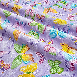 Butterflies Glitter Purple, Quilting Fabric by the Yard