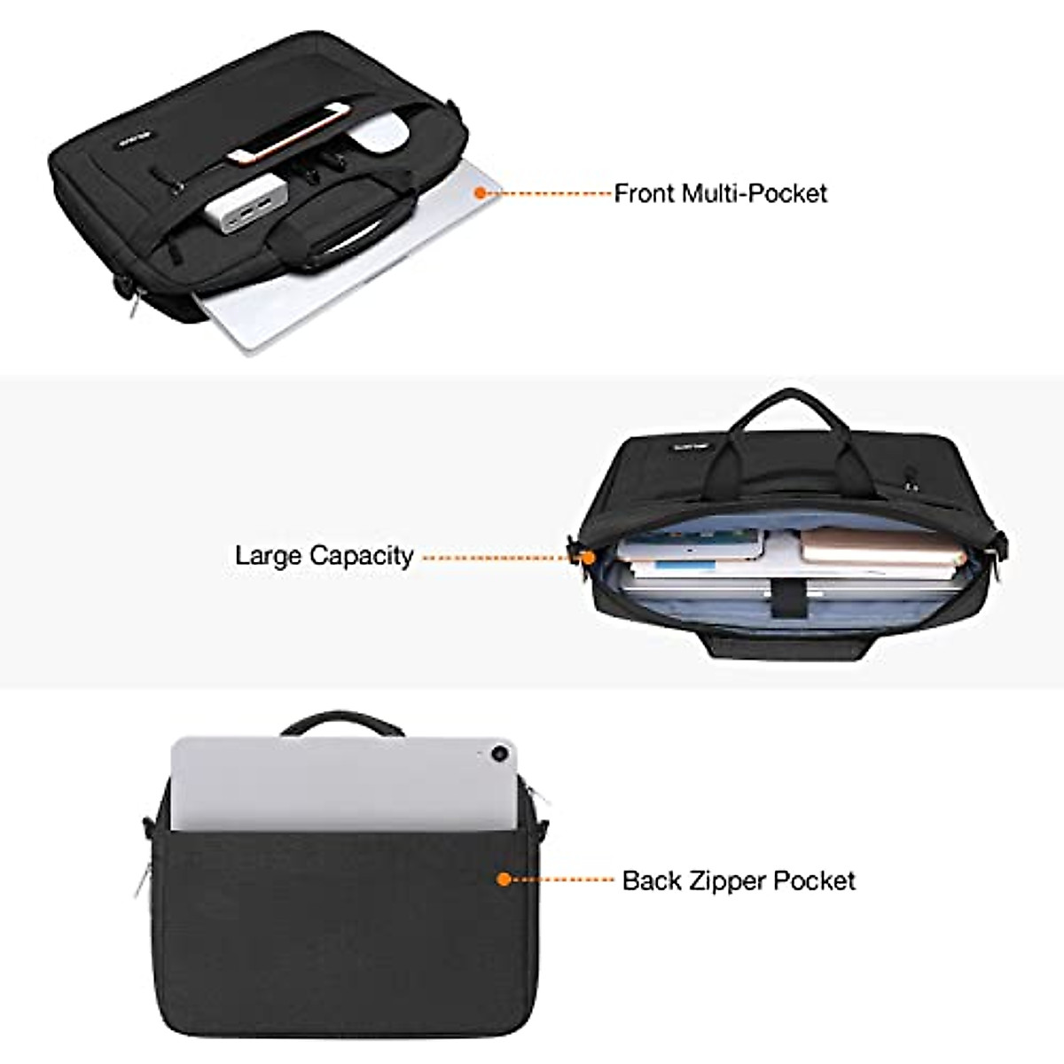 MOSISO Laptop Shoulder Messenger Bag Compatible with MacBook Air/Pro,13-13.3 inch Notebook,Compatible with MacBook Pro 14 2023-2021 A2779 M2 A2442 M1 with Adjustable Depth at Bottom, Black