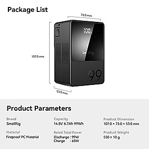 SmallRig V Mount Battery VB99, 6700mAh 99Wh 14.8V mini V-Mount Battery Support 65W PD USB-C Fast Charger, with D-TAP, USB-A, Dual DC Port, OLED Screen, for Camera, Camcorder, Monitor, Filmmaker - 3580