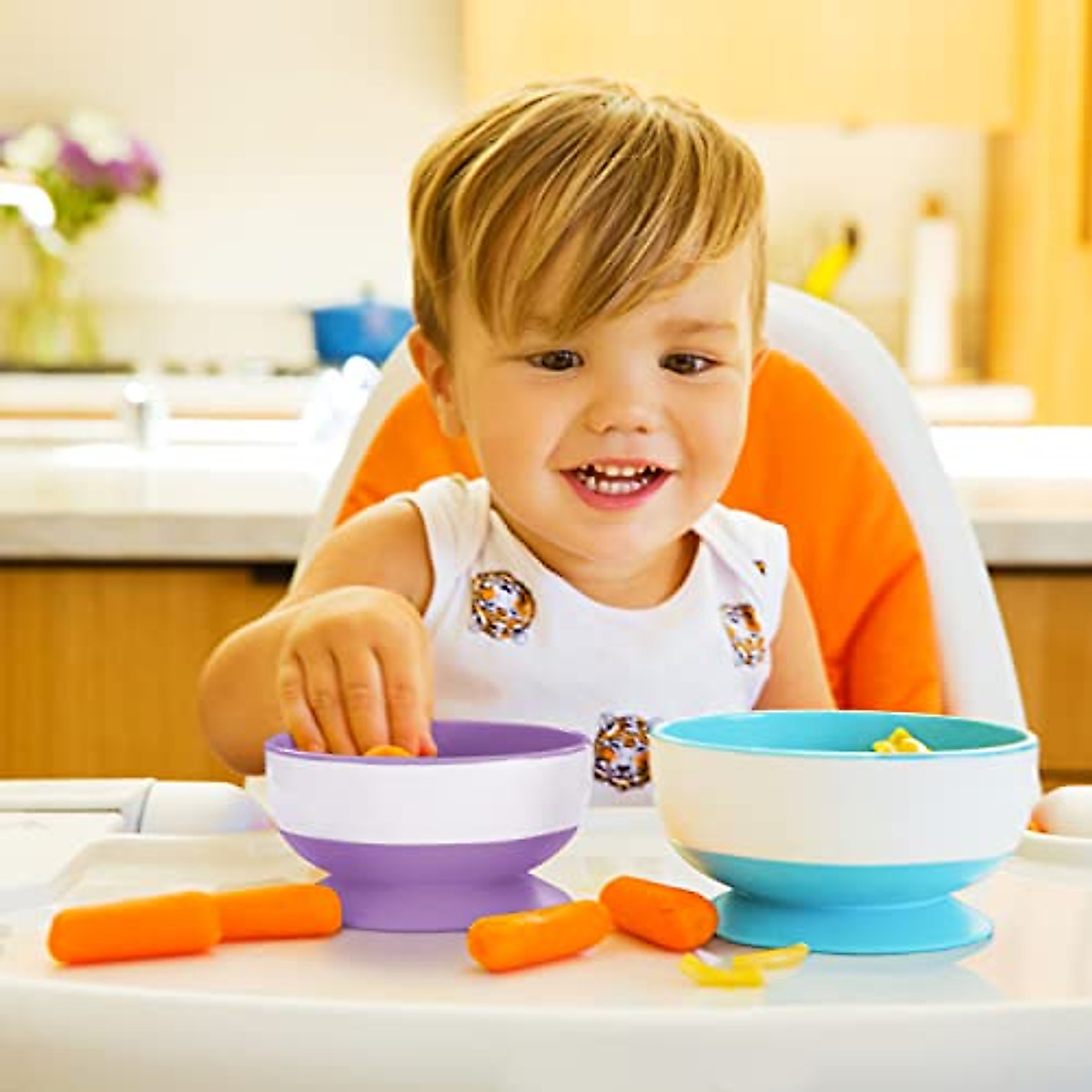 Munchkin Stay Put Suction Bowls for Babies and Toddlers, 3 Pack, Blue/Green/Purple